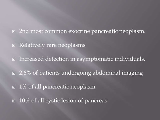 Cystic neoplasm of pancreas | PPTX | Digestive Disorders | Diseases and ...