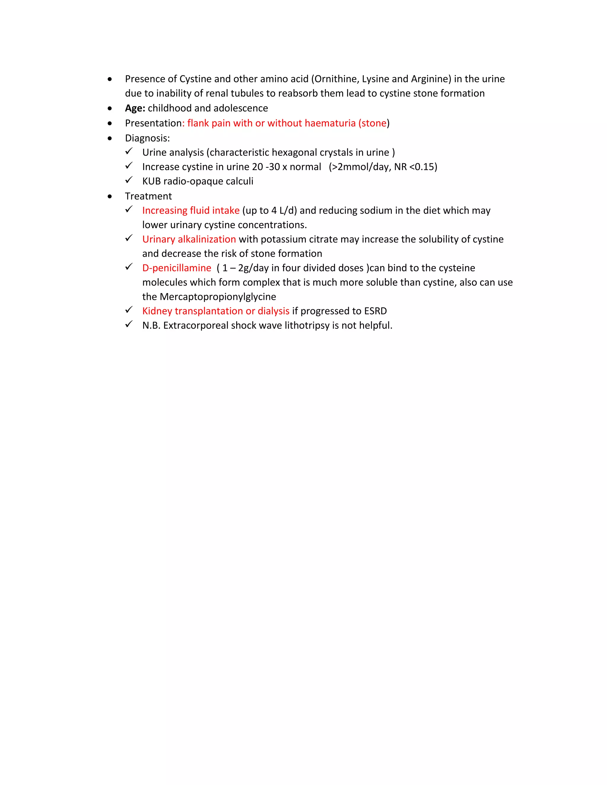 Cystinosis (Cystine disorders ) | PDF