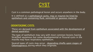 CYSTS OF HEAD AND NECK | PPTX