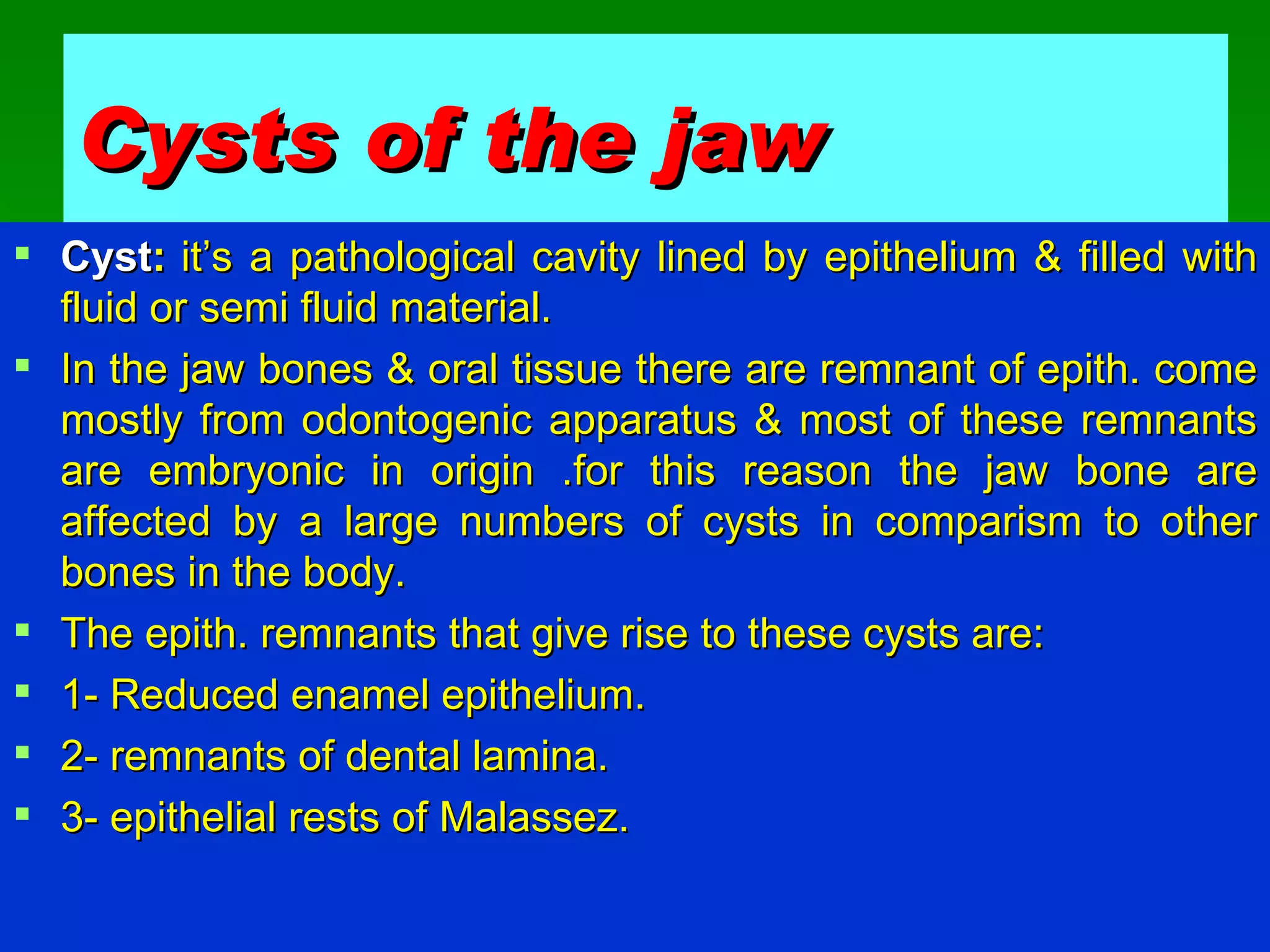 Cysts of the jaw | PPT