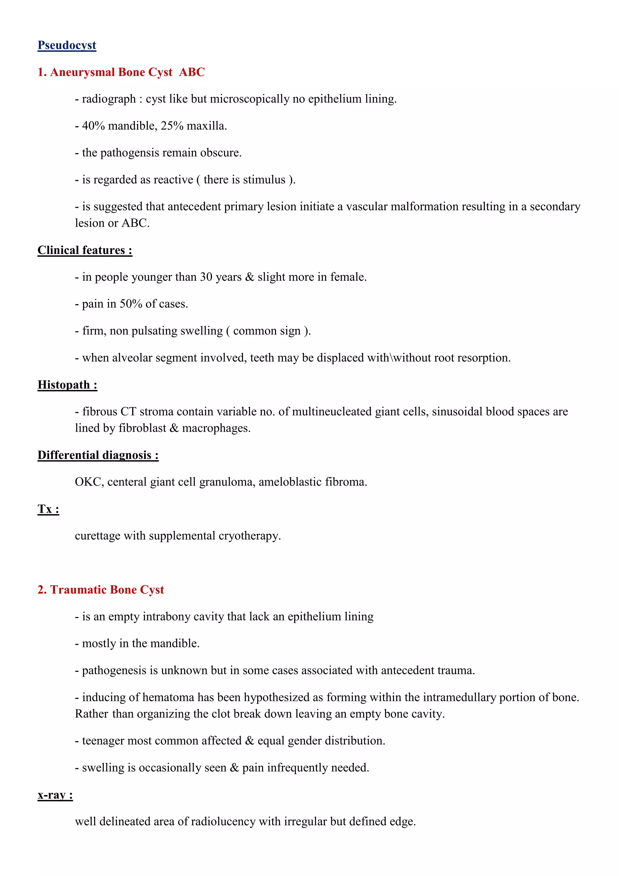Cysts of the jaw and neck | DOCX