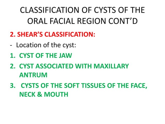 CYSTS OF THE ORAL FACIAL REGION.pptx | Dental Health | Diseases and ...