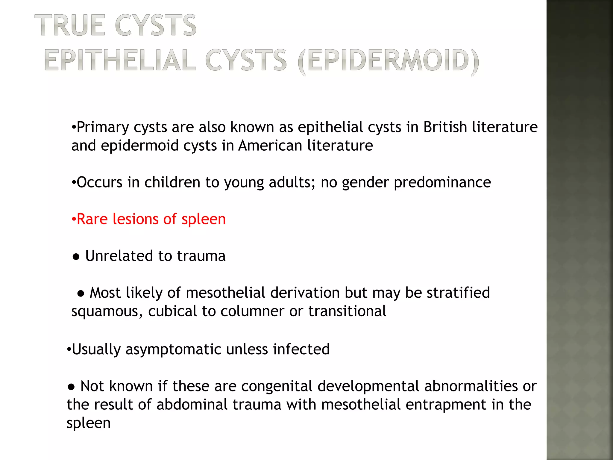 Cysts of the spleen | PDF