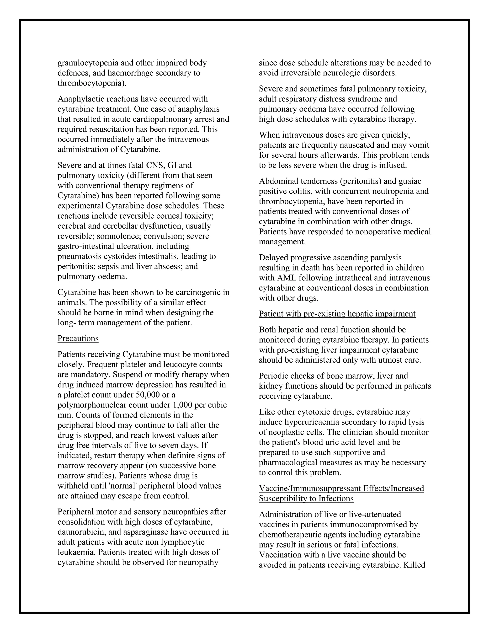 Cytarabine 100 mgml solution for injection or infusion smpc taj pharmaceuticals | PDF