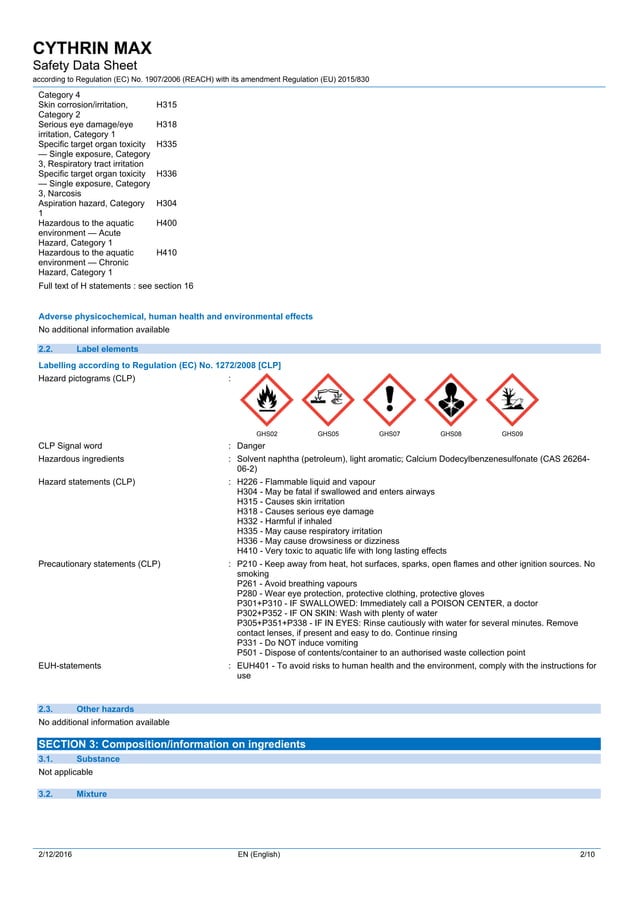 Cythrin max msds | PDF | Lung and Respiratory Health | Diseases and ...