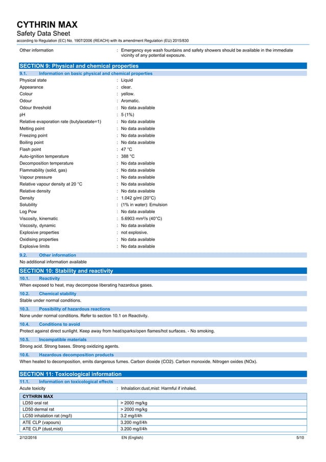 Cythrin max msds | PDF | Lung and Respiratory Health | Diseases and Conditions