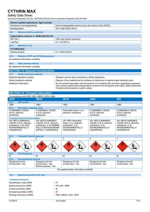 Cythrin max msds | PDF | Lung and Respiratory Health | Diseases and Conditions