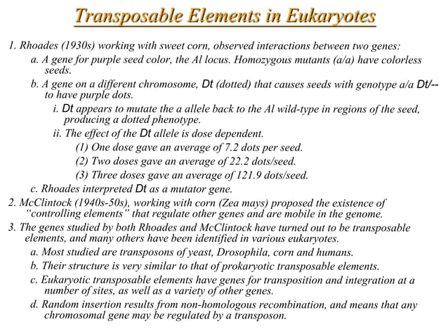Transposable elements & Transposon mutagenesis | PPT