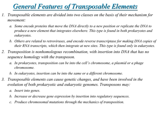 Transposable elements & Transposon mutagenesis | PPT