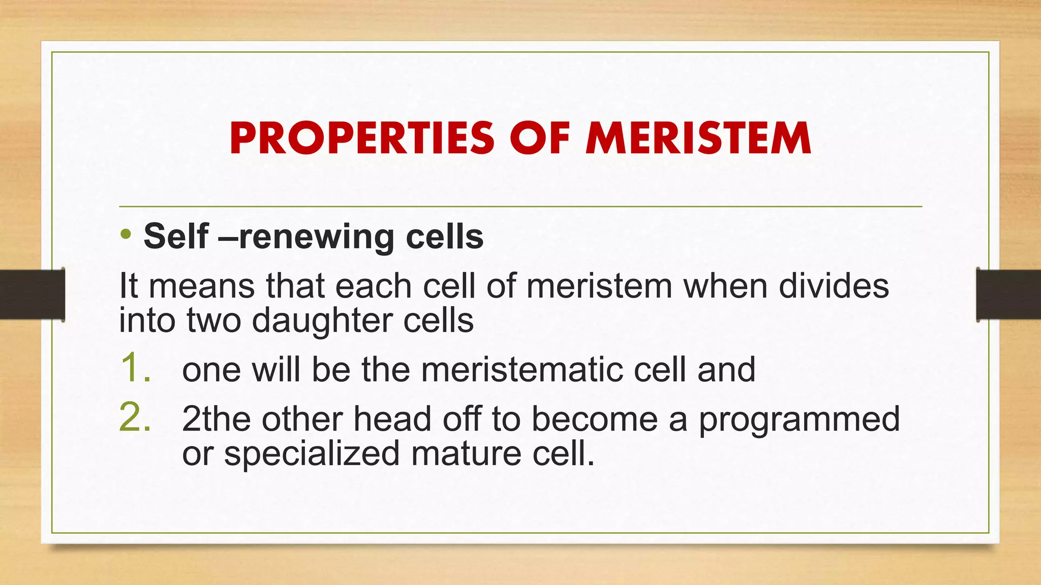 Cytohistological characters of meristematic tissue | PPTX