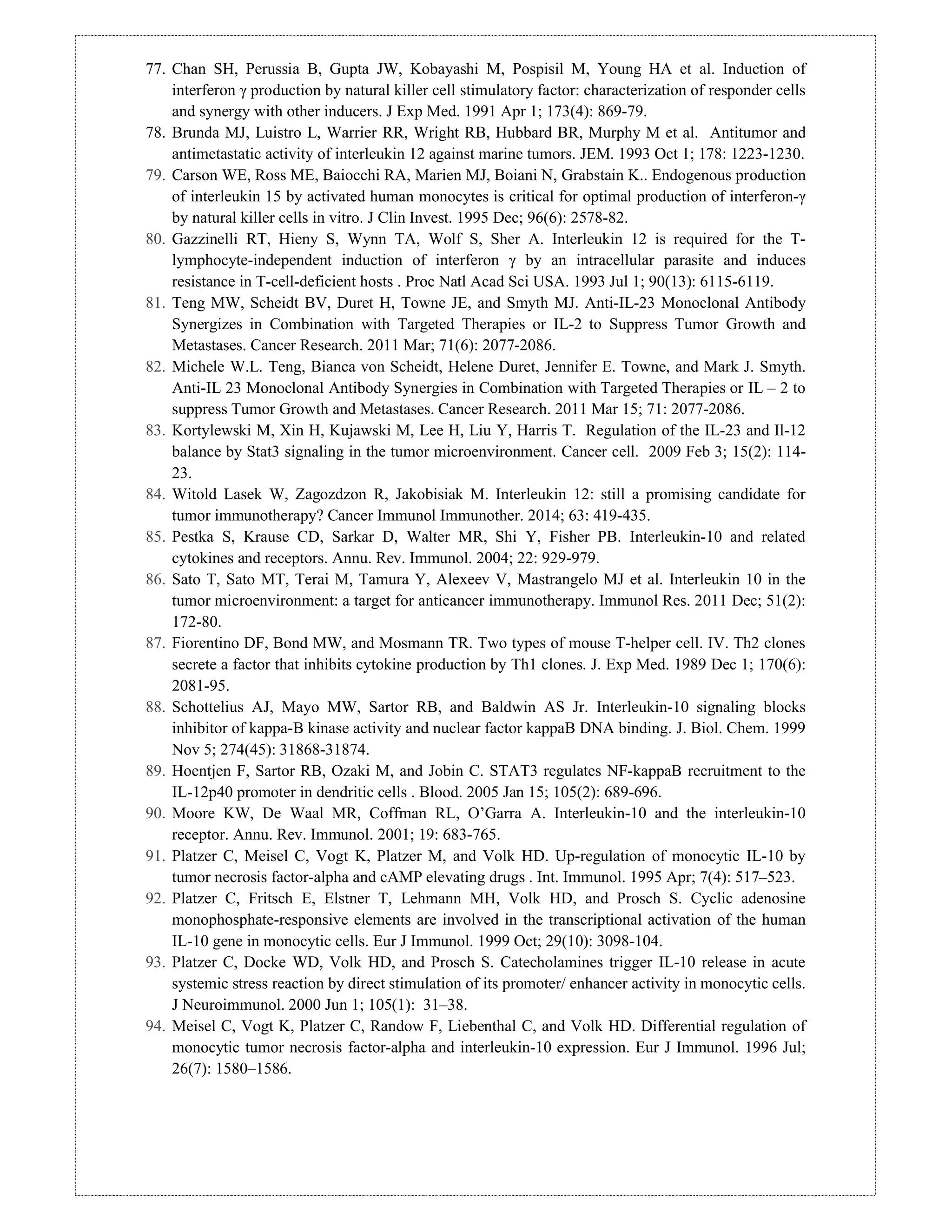 Cytokine Immunotherapy: A Forthcoming Visible Feature in Cancer ...