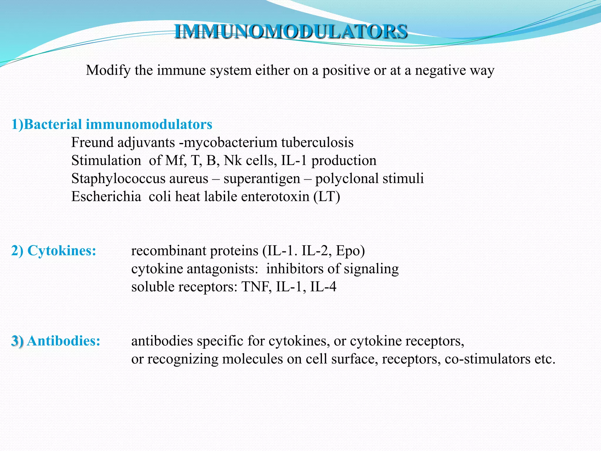Cytokines as immunomodulators | PPTX