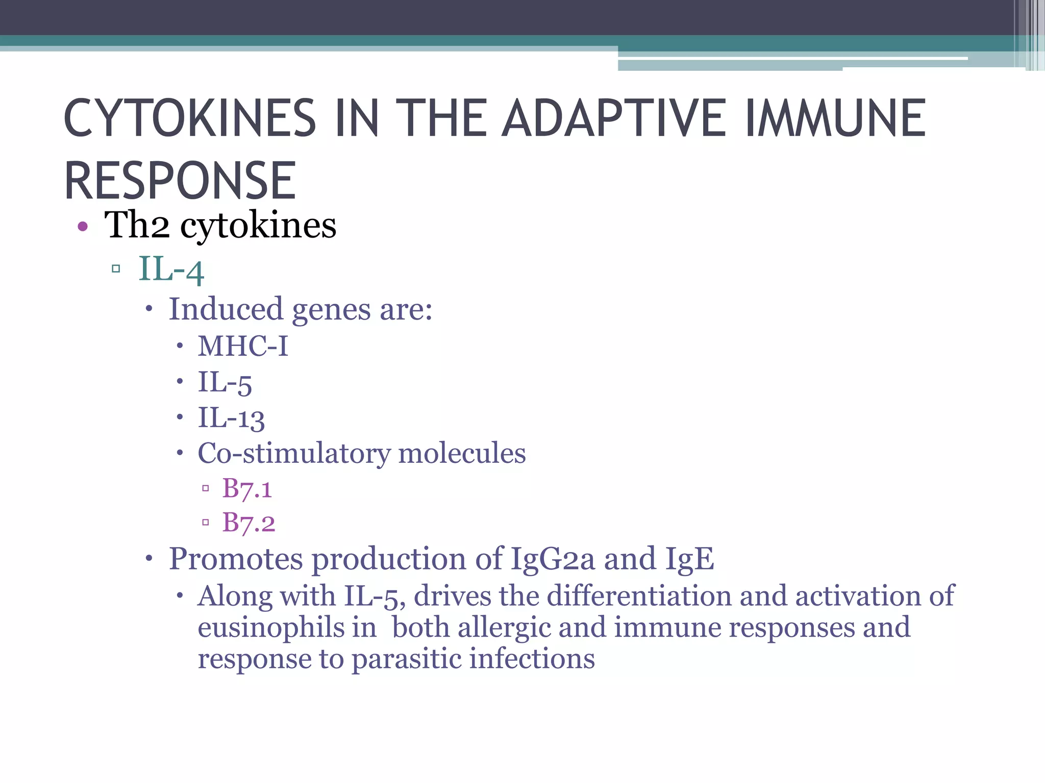 Cytokines in the adaptive immune response | PPTX
