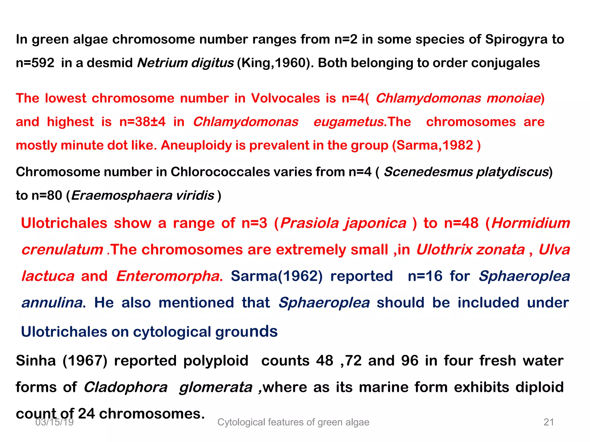 Cytological features of green algae | PPT