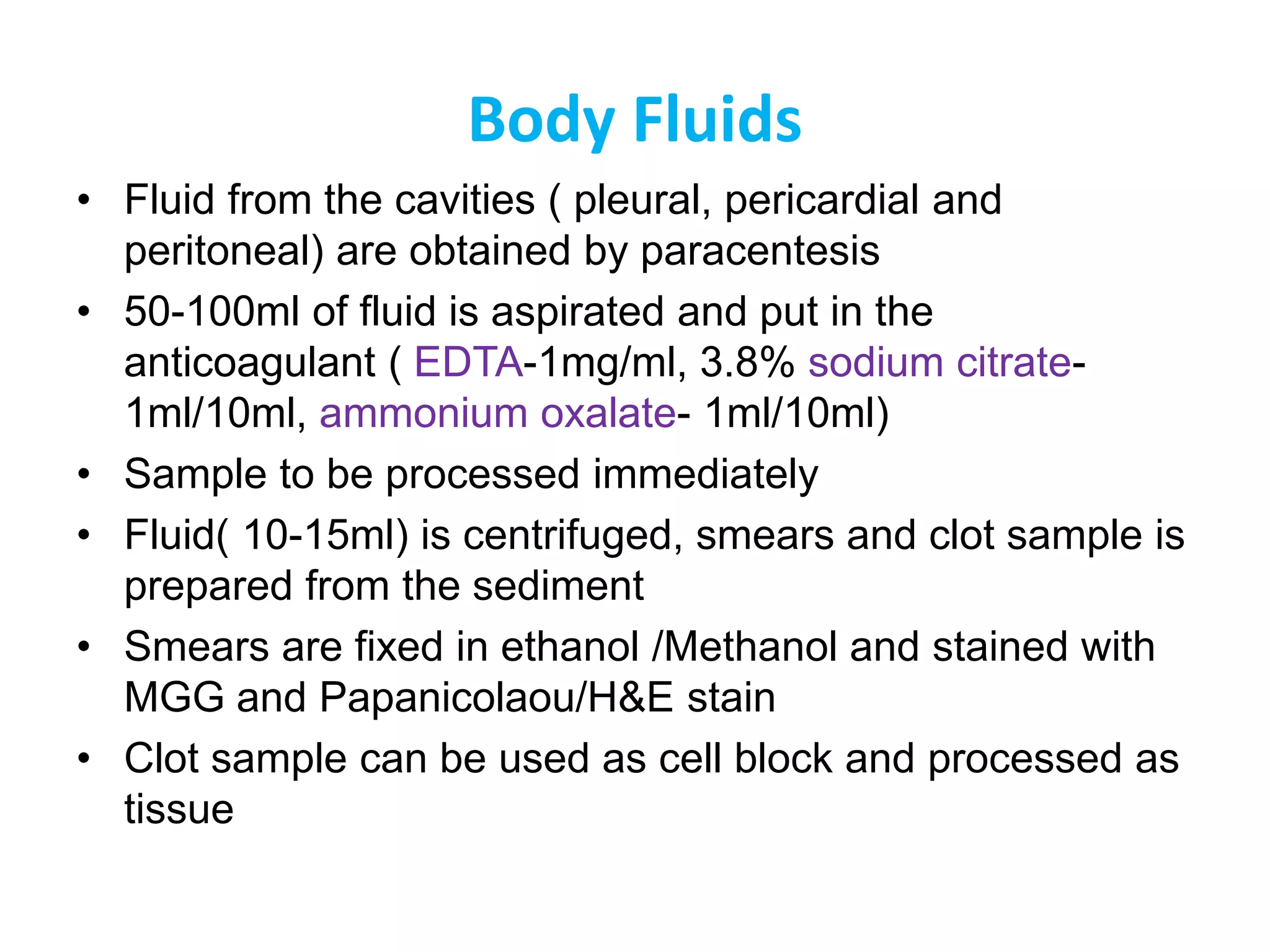 diagnostic Cytology introduction , Body fluids cytology | PPTX