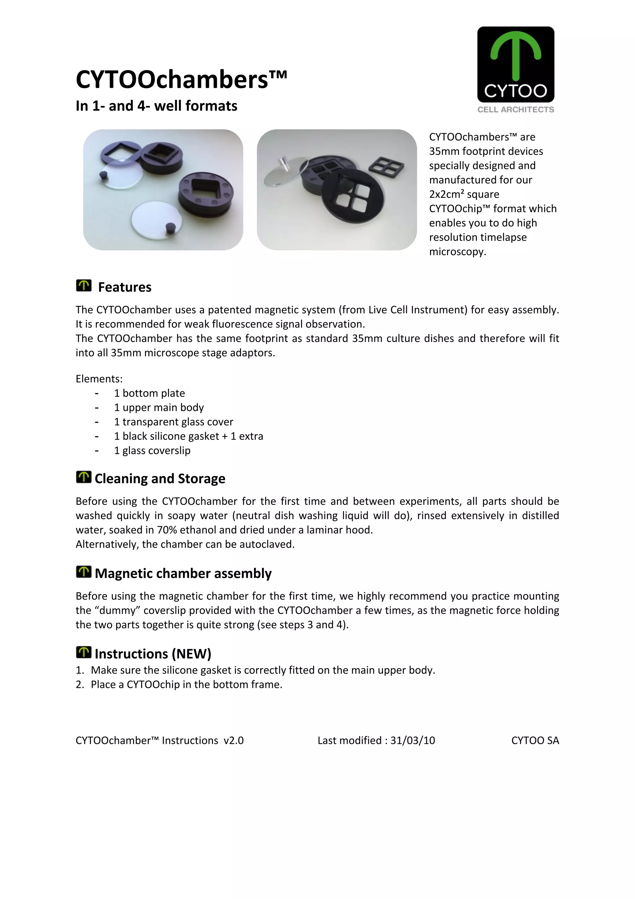 CYTOOchambers 1 or 4 wells | PDF