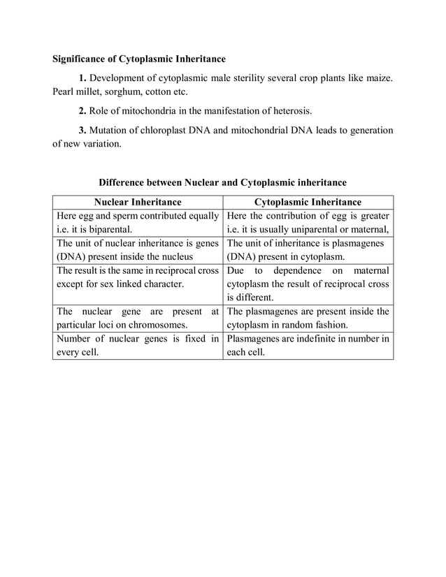Cytoplasmic Inheritance.pdf | Genetics | Science