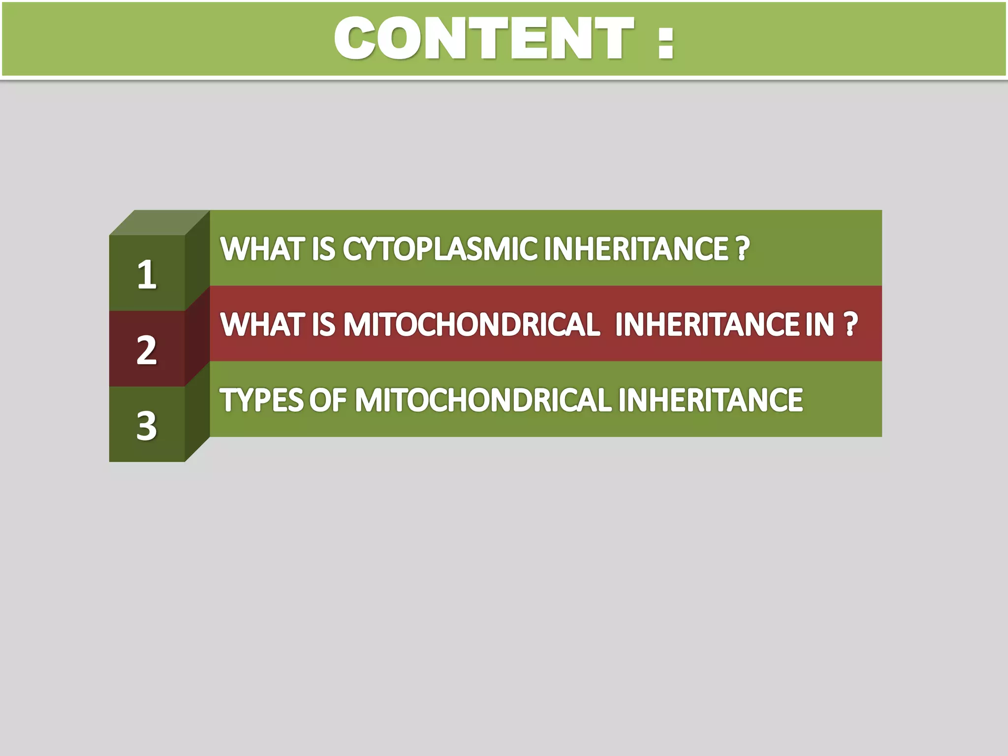 CYTOPLASMIC INHERITANCE WITH REFERENCETO MITOCHONDRIAL INHERITANCE IN ...