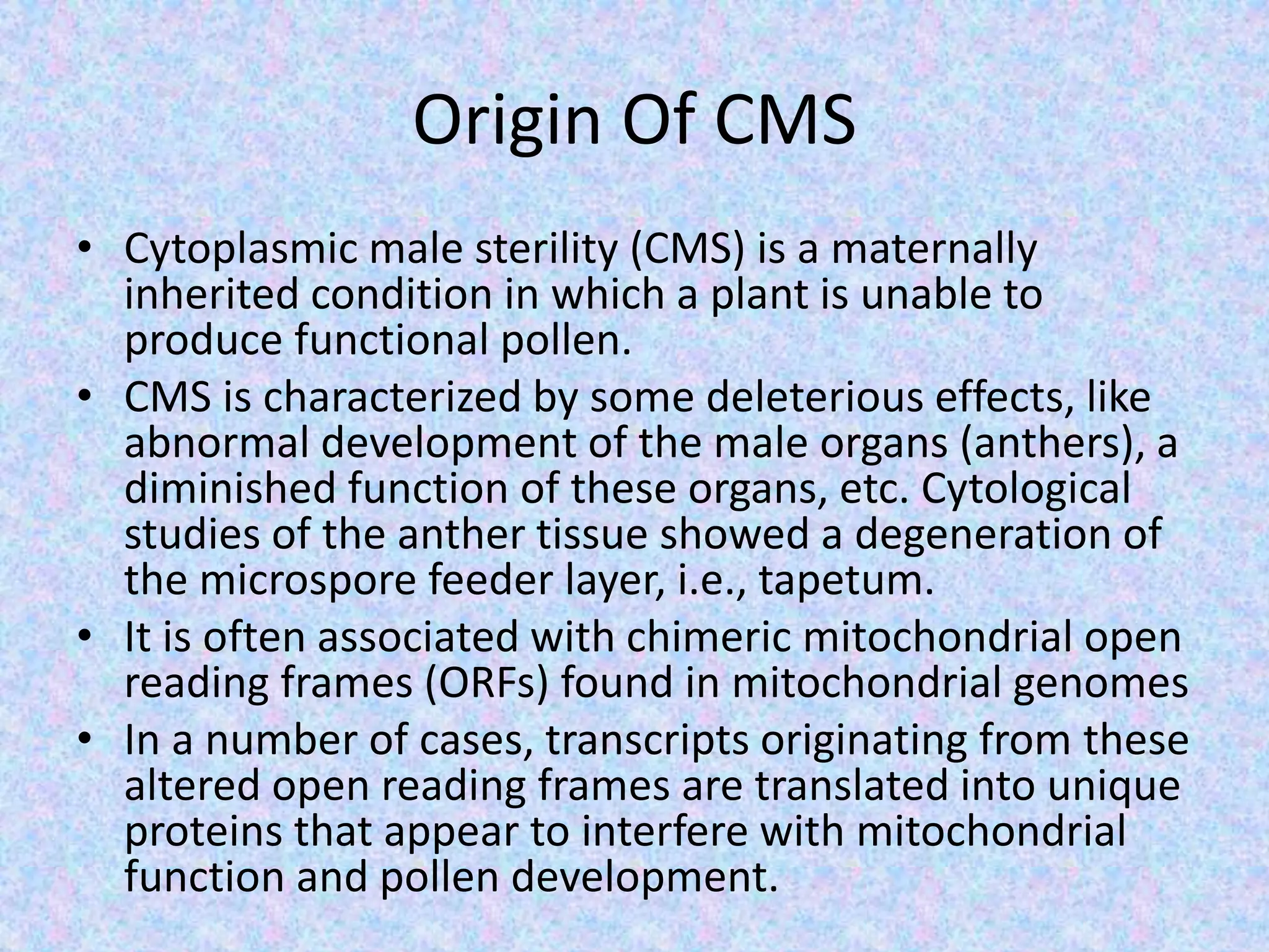 Cytoplasmic male sterility | PPTX