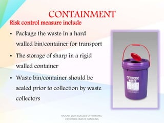 Cytotoxic WASTE RISK AND HANDLING | PPTX