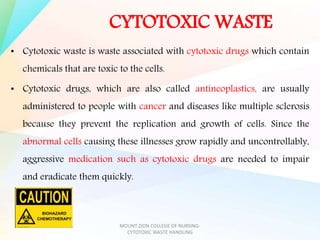 Cytotoxic WASTE RISK AND HANDLING | PPTX