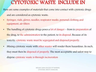 Cytotoxic WASTE RISK AND HANDLING | PPTX