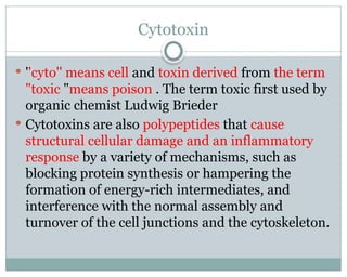 CYTOTOXIN types and occurance and diseases.pptx