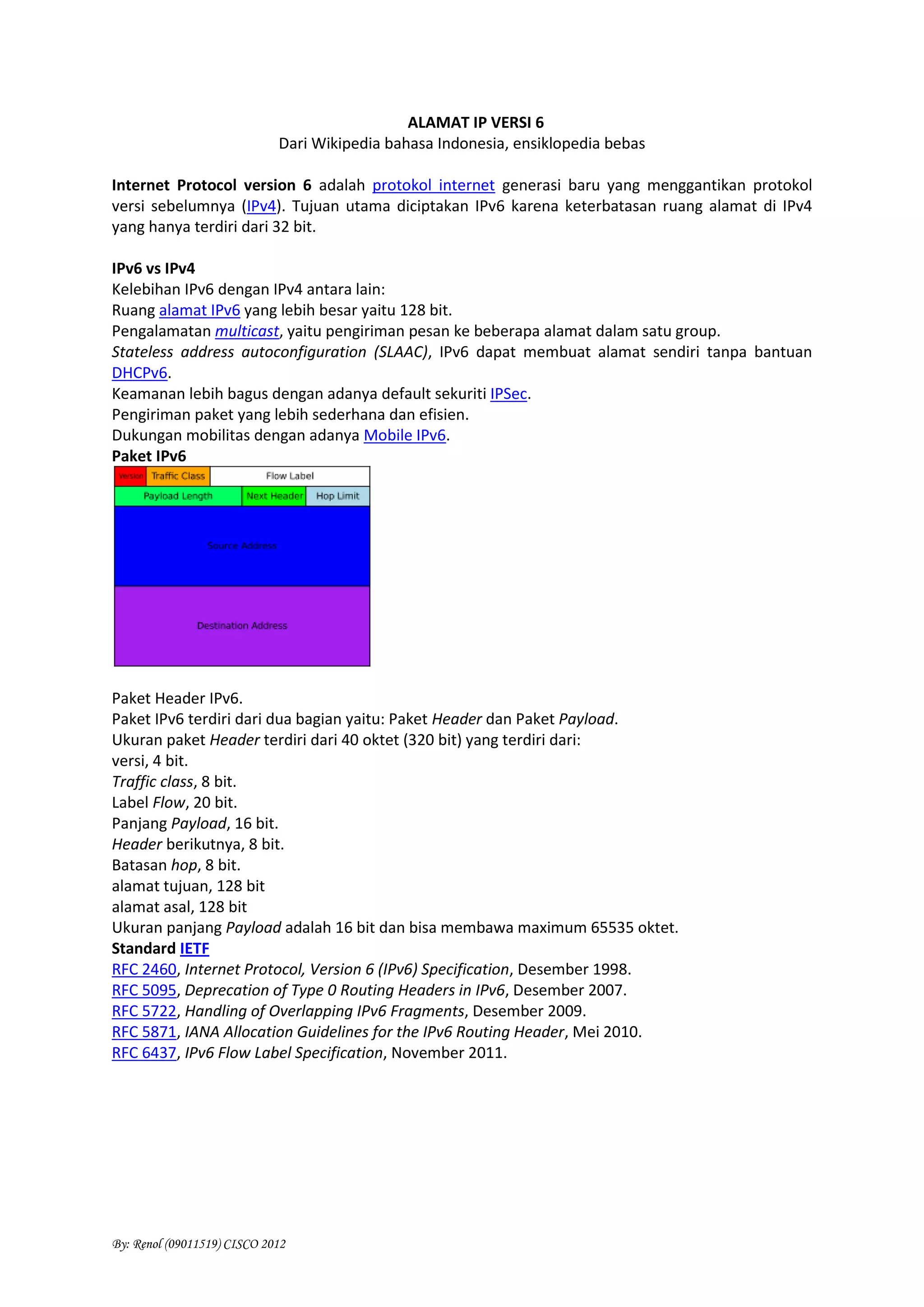 I Pv6 Internet Protokol Pdf