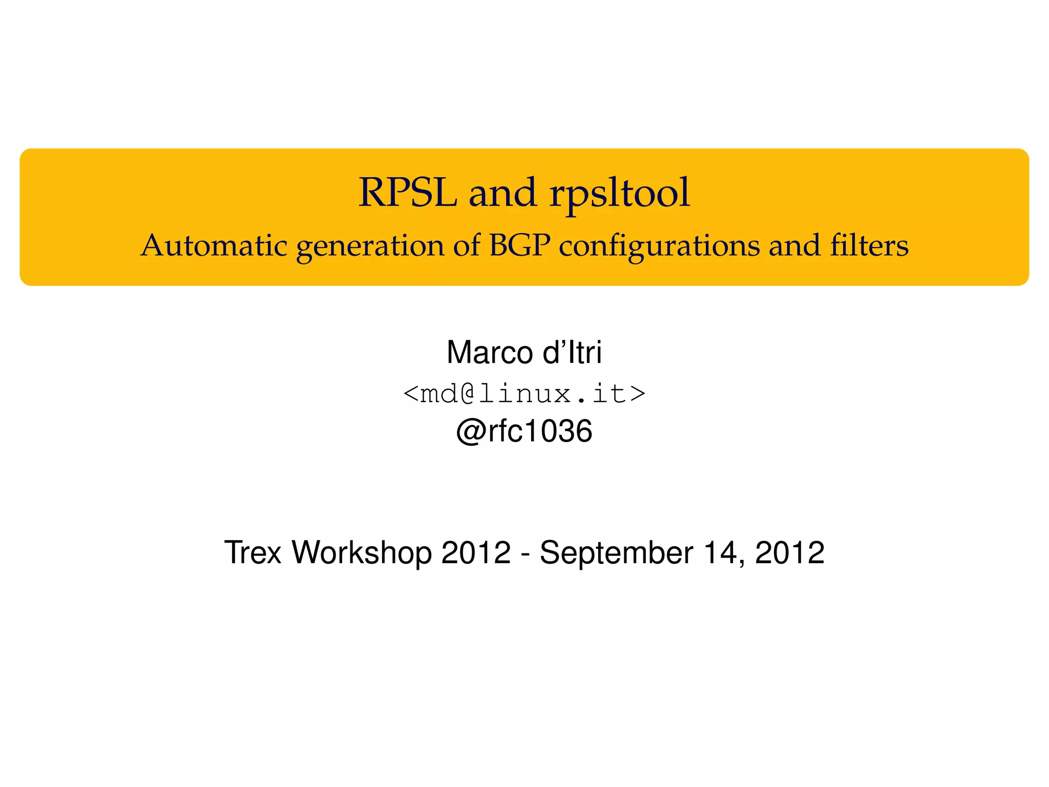 RPSL and rpsltool | PPT
