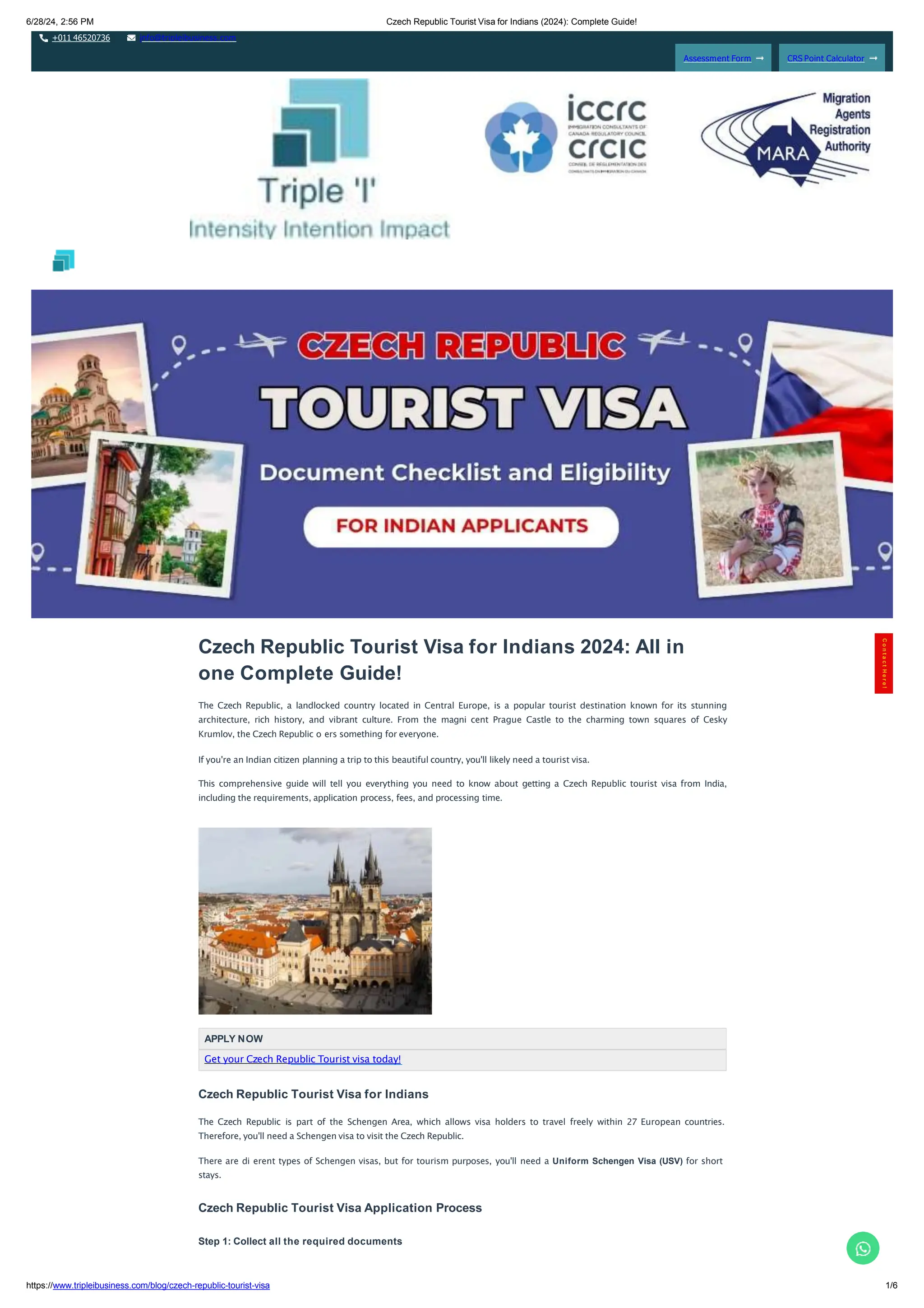 Czech Republic Tourist Visa for Indians. | PPTX