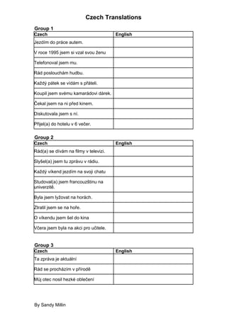 Czech sentences for czenglish lesson | DOC