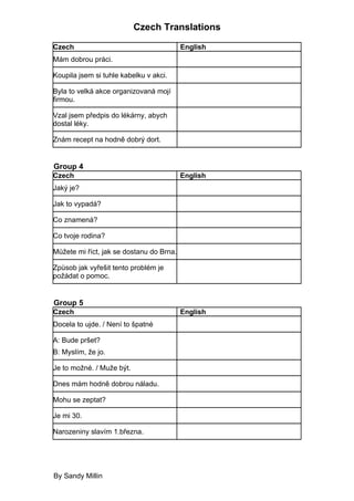 Czech sentences for czenglish lesson | DOC