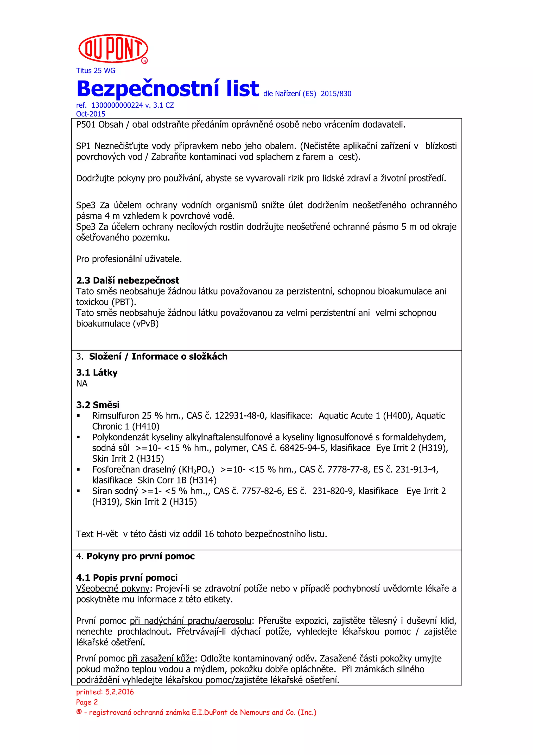 Cz herbicide titus 25 wg_msds | PDF