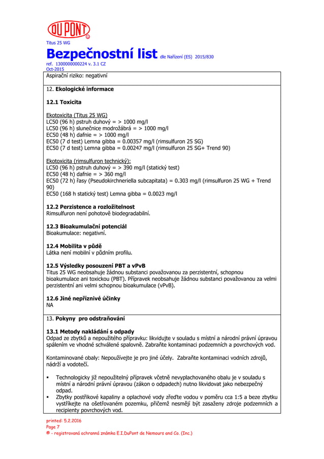 Cz herbicide titus 25 wg_msds | PDF