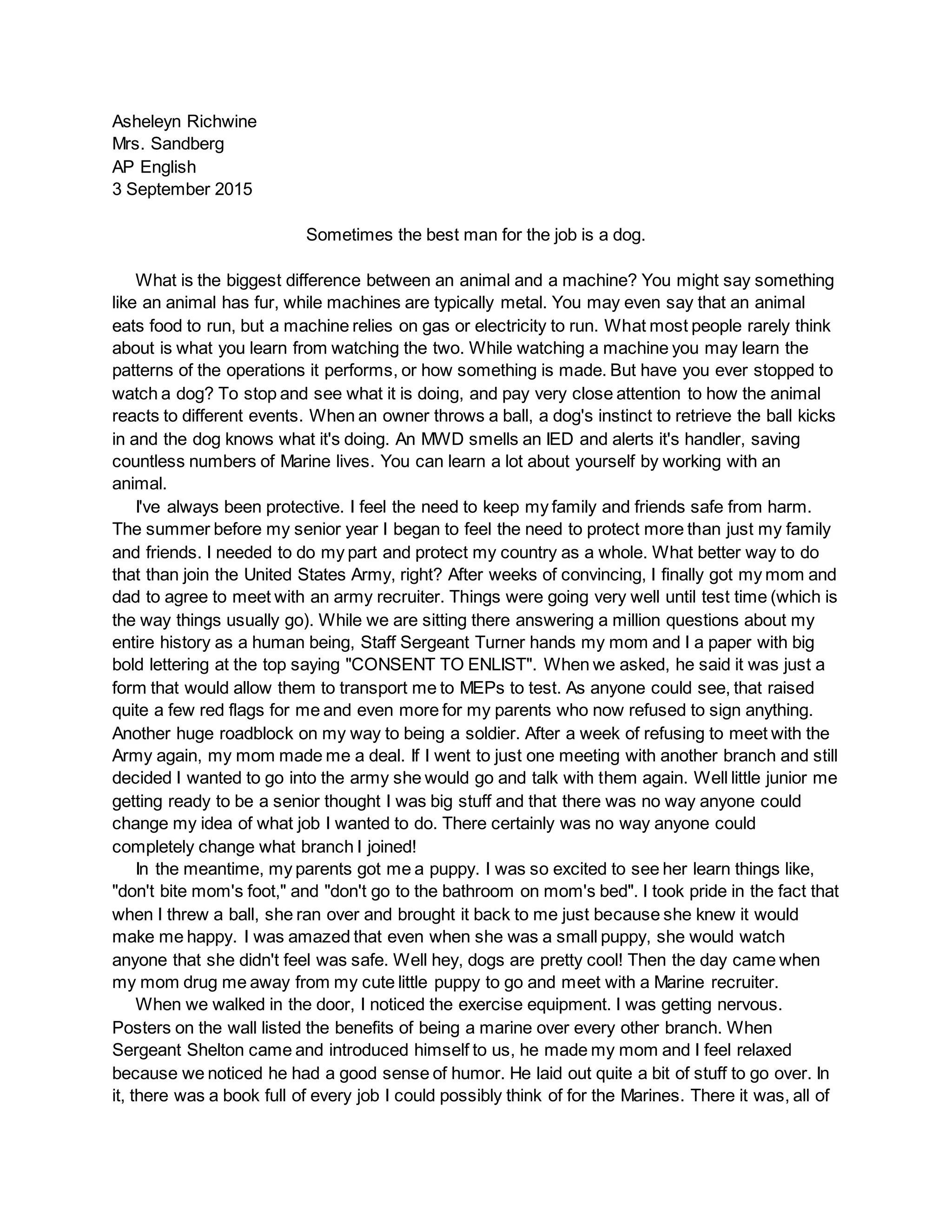 College Entrance Essay | DOCX
