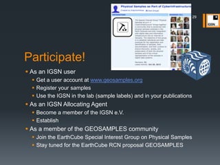 The IGSN and Geosamples | PPTX