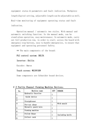 C z purlin roll forming machine | PDF