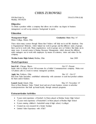 Chris Zurowski 2015 Resume | DOCX