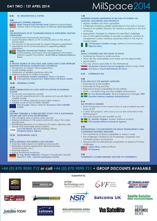 SMi Group's 9th annual MilSpace 2014 conference | PDF