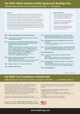SMi Group's inaugural Soldier Equipment and Technology Advancement Forum (SETAF) | PDF | Defense ...