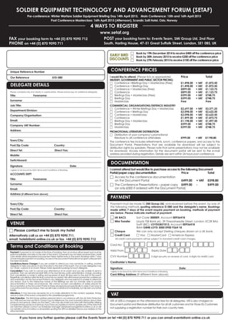 SMi Group's inaugural Soldier Equipment and Technology Advancement Forum (SETAF) | PDF | Defense ...