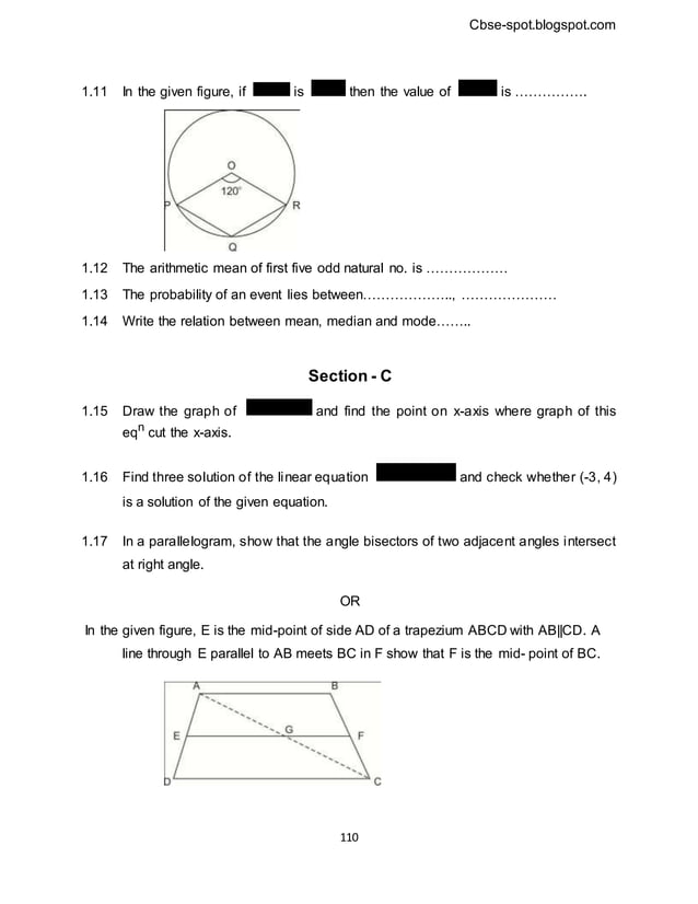 maths sample paper class 9 SA2 | PDF