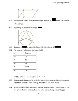 maths sample paper class 9 SA2 | DOCX | Physics | Science