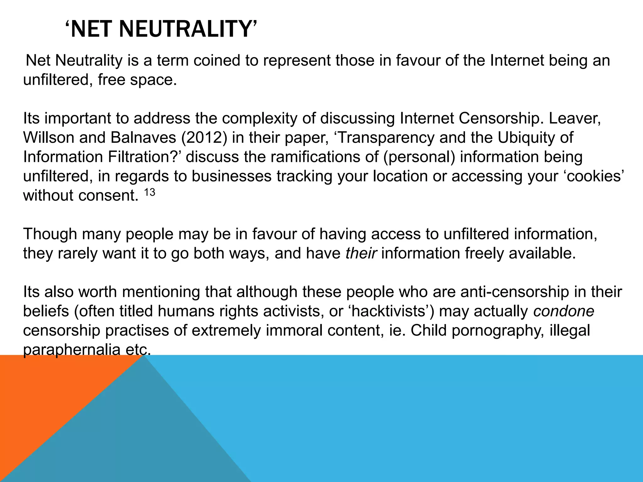 Moral Censorship on The Internet | PPTX