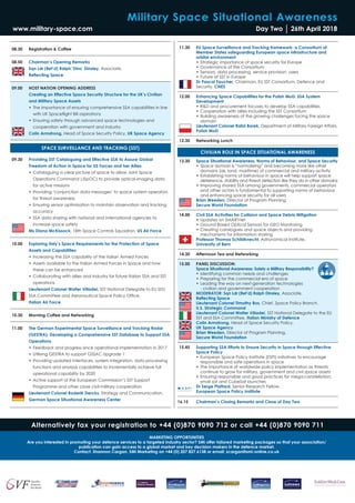 SMi Group's 13th annual Military Space Situational Awareness 2018 conference | PDF