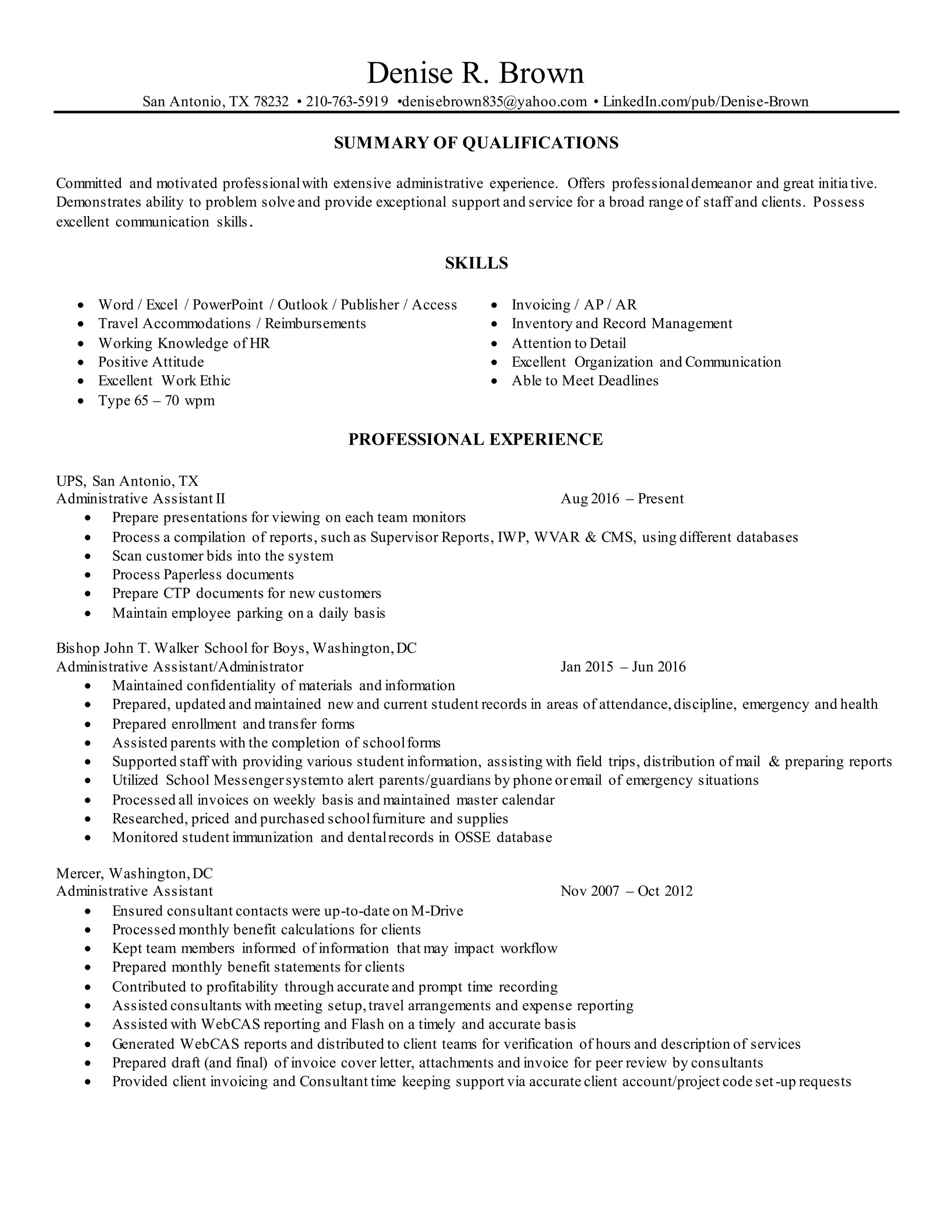 D. brown resume general | DOCX