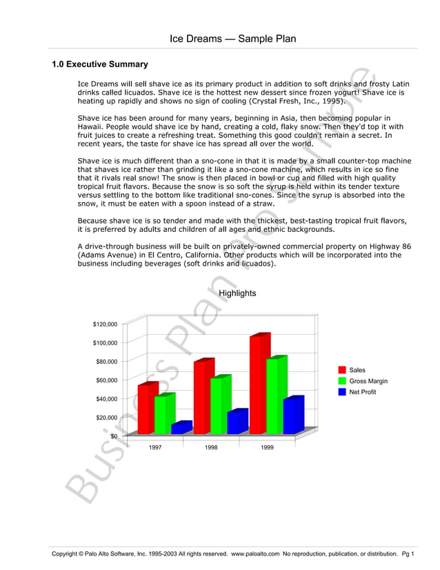 Ice Cream Dreams - Bussiness Plan Sample | PDF