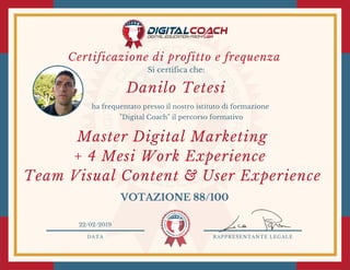 D. tetesi certificazione di profitto e frequenza master digital ...