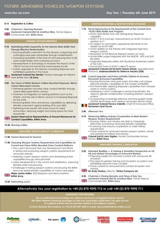 SMi Group's Future Armoured Vehicles Weapon Systems 2019 conference | PDF