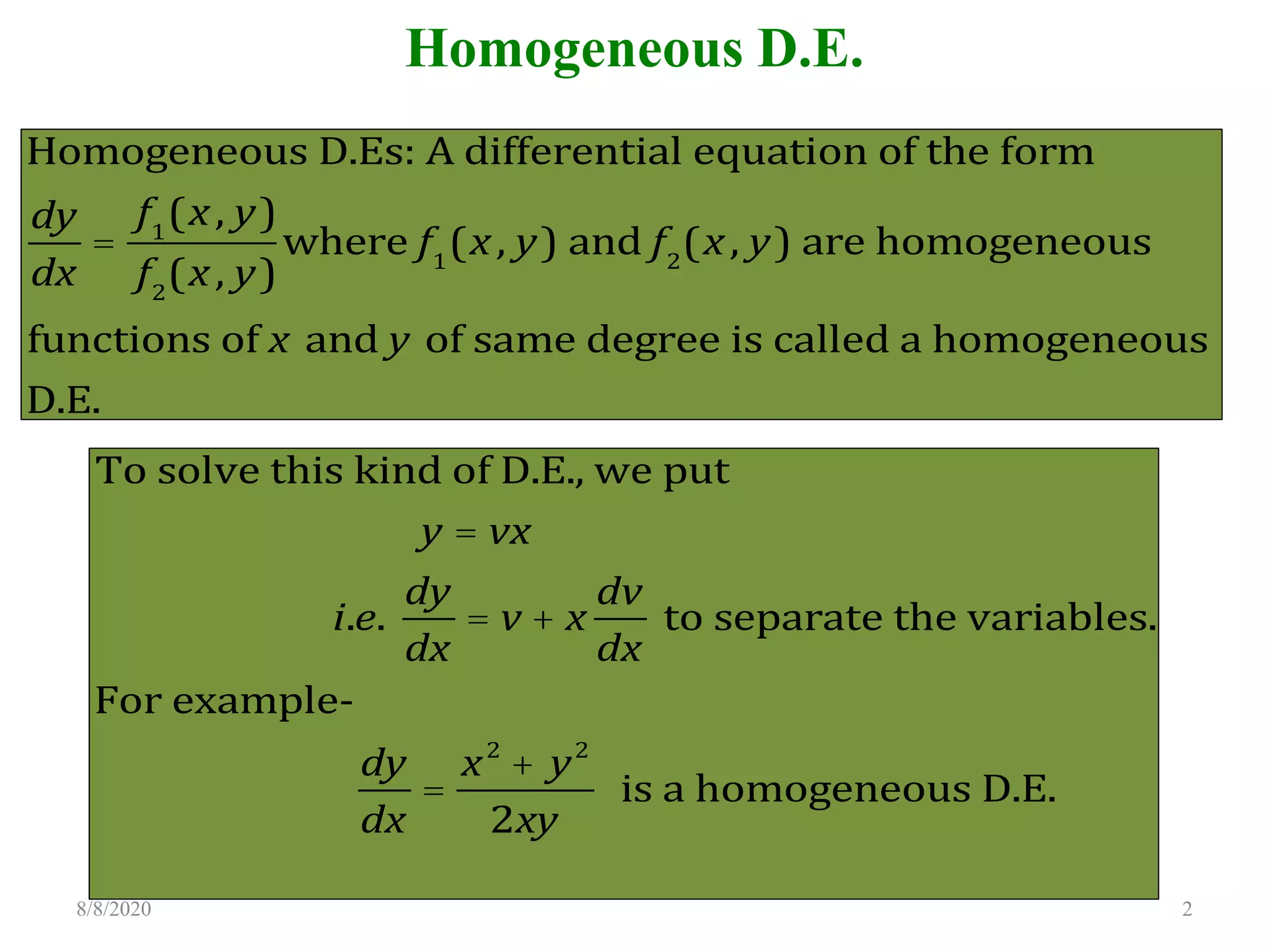 homogeneous Equation All Math Solved | PPTX